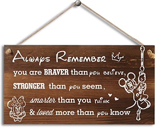 Minnie Mouse Wooden Inspirational Hanging Sign Plaque, Mickey Theme Home And Get Well Soon Decor,Disney Theme Gifts For Women, Best Friend,Kids 6"X12"