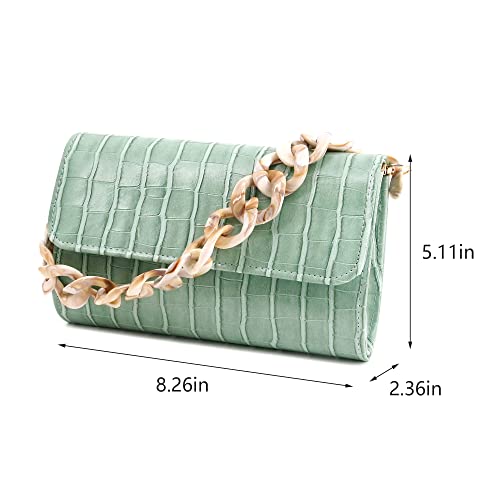 Naimo Crocodile Clutch Purses for Women Snake Print Leather Evening Bag Shoulder Handbag with Chunky Acrylic Chain