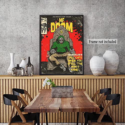 MF Doom Poster Home Decor Rapper Posters Hd Canvas Music Wall Art Hanging Picture Print Living Room Bedroom Decorative Painting (C,12x18in Unframe)