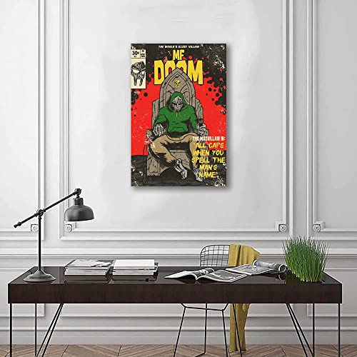 MF Doom Poster Home Decor Rapper Posters Hd Canvas Music Wall Art Hanging Picture Print Living Room Bedroom Decorative Painting (C,12x18in Unframe)