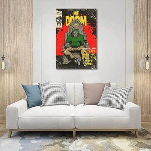 MF Doom Poster Home Decor Rapper Posters Hd Canvas Music Wall Art Hanging Picture Print Living Room Bedroom Decorative Painting (C,12x18in Unframe)