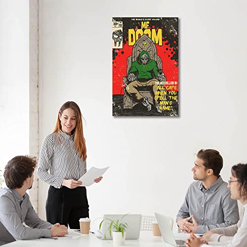 MF Doom Poster Home Decor Rapper Posters Hd Canvas Music Wall Art Hanging Picture Print Living Room Bedroom Decorative Painting (C,12x18in Unframe)