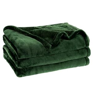 david’s home fleece throw blanket,ultra soft flannel bed blanket,no shed no pilling, 300gsm lightweight luxury plush cozy blanket for all season, 50″ x 60″, dark green