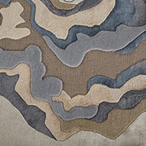 Feizy Serrano Modern Viscose Rug, Beige/Blue, 8' x 10' Area Rug