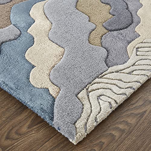 Feizy Serrano Modern Viscose Rug, Beige/Blue, 8' x 10' Area Rug