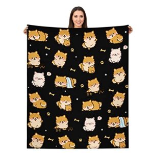 nahjiiem pomeranian throw blanket cute puppy blanket animal pet couch throw pomeranian gifts for pomeranian lovers 50″×60″