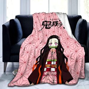 anime nezuko blanket super soft cozy flannel blankets and throws plush for sofa couch bedding decor gifts 50″x40″