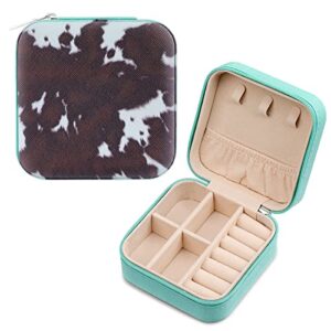 western jewelry organizer box cowgirl cow print travel small portable jewelry case for country girl yellowstone gift