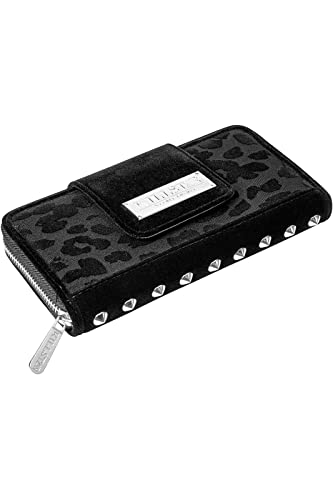 Killstar Purrfect Wallet Black Zipper Goth Flocked Leopard Print Goth Punk