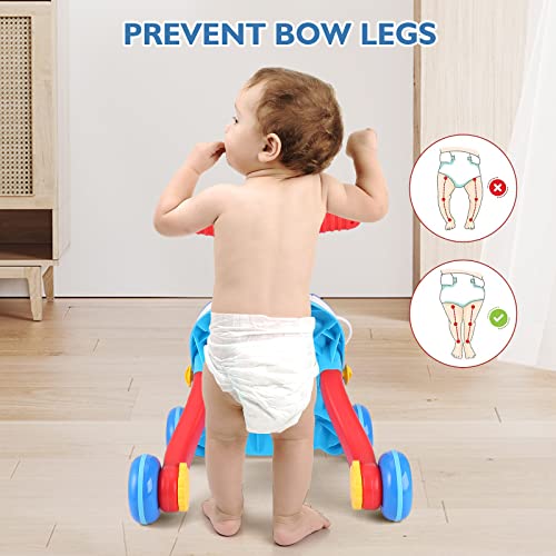 Eners Sit to Stand Baby Learning Walker with Wheels, Baby Activity Walker, 2 in 1 Baby Push Walkers and Activity Center, Musical Walking Toys, Walker for Baby Boy Girl (Blue)