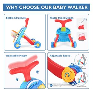 Eners Sit to Stand Baby Learning Walker with Wheels, Baby Activity Walker, 2 in 1 Baby Push Walkers and Activity Center, Musical Walking Toys, Walker for Baby Boy Girl (Blue)