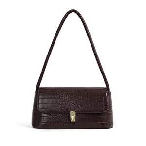 chloe soo women shoulder bags embossed crocodile effect underarm purse tote handbag retro brown classic small purse 90s buckle closure 17