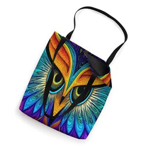 Rainbow Owl Tribal Art Totem Tote Bag