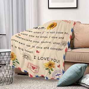 Itvgekp Gifts for Mom, Mom Gifts for Mothers Day Birthday Valentines Day, Blanket Gifts for Mom Women from Daughter Son Soft Warm Throw Blanket 50" x 60" (Orange Dear Mom, 50" x 60")