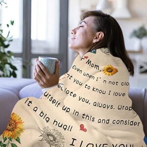 Itvgekp Gifts for Mom, Mom Gifts for Mothers Day Birthday Valentines Day, Blanket Gifts for Mom Women from Daughter Son Soft Warm Throw Blanket 50" x 60" (Orange Dear Mom, 50" x 60")