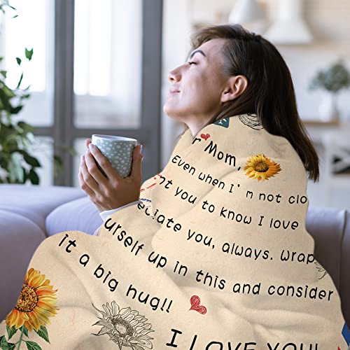 Itvgekp Gifts for Mom, Mom Gifts for Mothers Day Birthday Valentines Day, Blanket Gifts for Mom Women from Daughter Son Soft Warm Throw Blanket 50" x 60" (Orange Dear Mom, 50" x 60")