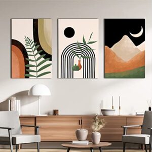 Gisipameis Large Framed Canvas Boho Wall Art Set of 3, Mid Century Modern Wall Art 16" x 24", Minimalist Wall Art Black Beige Neutral Abstract Geometric Prints Room Posters for Living Room Bathroom