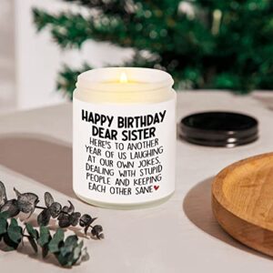 Shqiueos Sister Birthday Gifts from Sister-Happy Birthday Sister Candle, Birthday Gifts for Sister, Sister Bday Funny Gifts, Sister in law Birthday Gifts, Sister Birthday Candle(7oz, Lavender Scented)