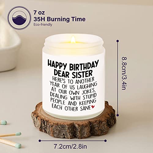 Shqiueos Sister Birthday Gifts from Sister-Happy Birthday Sister Candle, Birthday Gifts for Sister, Sister Bday Funny Gifts, Sister in law Birthday Gifts, Sister Birthday Candle(7oz, Lavender Scented)