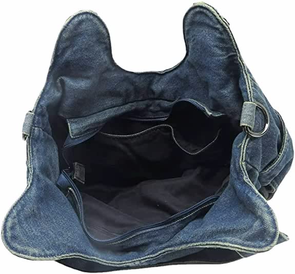 Denim Bag Jean Bag Women Hobo Bag Large Capacity Casual Multiple Pockets Shoulder Tote Bag (Blue)