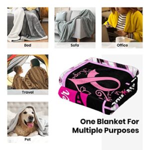 Breast Cancer Blanket Gift, Breast Cancer Inspirationa Blanket Gift Flannel Throw Blankets, Breast Cancer Awareness Pink Ribbon Survivor Healing Warm Soft Flannel 50x60inches Throws Blanket for Woman