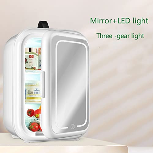 Skincare Fridge with Drawer LED Mirror Beauty Mini Refrigerator Quiet for Bedroom Portable Compact Makeup Fridge to Skin Care Cosmetics Chill Perfect for Girls Woman,White