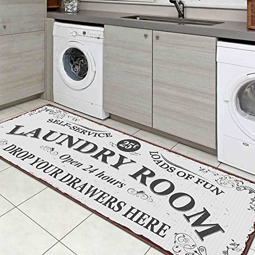 Kuilepa Farmhouse Laundry Room Area Rugs 20"X59" Non Slip Waterproof Laundry Floor Mat Durable Entrance Rug Area Rug for Kitchen Floor Laundry Room Bathroom Hallway Entryway Area Rugs (20"X59")