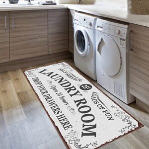 Kuilepa Farmhouse Laundry Room Area Rugs 20"X59" Non Slip Waterproof Laundry Floor Mat Durable Entrance Rug Area Rug for Kitchen Floor Laundry Room Bathroom Hallway Entryway Area Rugs (20"X59")