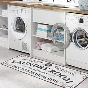 Kuilepa Farmhouse Laundry Room Area Rugs 20"X59" Non Slip Waterproof Laundry Floor Mat Durable Entrance Rug Area Rug for Kitchen Floor Laundry Room Bathroom Hallway Entryway Area Rugs (20"X59")