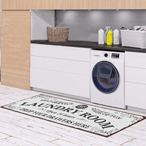 Kuilepa Farmhouse Laundry Room Area Rugs 20"X59" Non Slip Waterproof Laundry Floor Mat Durable Entrance Rug Area Rug for Kitchen Floor Laundry Room Bathroom Hallway Entryway Area Rugs (20"X59")