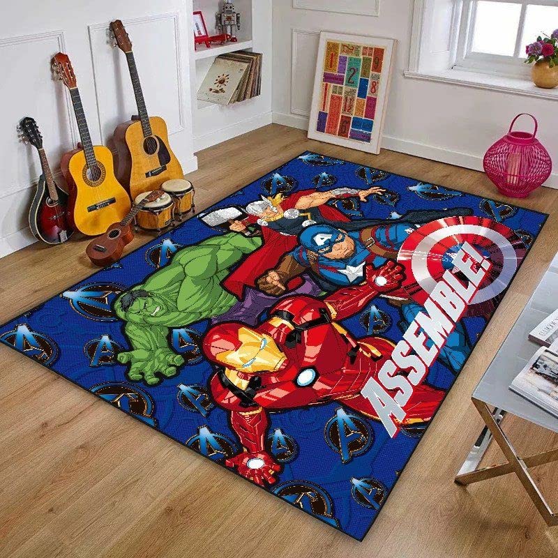 Super Hero Rug for Boys Bedroom, Super Heroes Films Movie Character Area Rug for Living Room Bedroom Sofa Mat Door Mat Kitchen Carpet 16, 4x6 ft