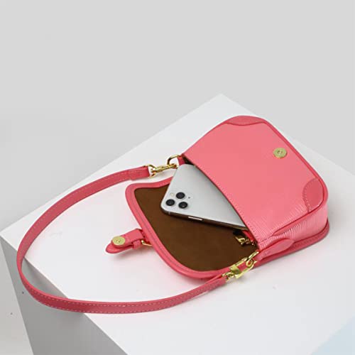 Chloe soo Shoulder Bag for Women Leather Pink Tote Bag Fashion Clutch Retro Classic Purse Buckle Closure 27P