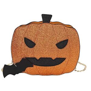 halloween pumpkin crossbody bags women devil purse fashion trick or treat shoulder handbag girls tote candy bag (orange)