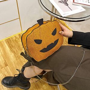 Halloween Pumpkin Crossbody Bags Women Devil Purse Fashion Trick or Treat Shoulder Handbag Girls Tote Candy Bag (Orange)