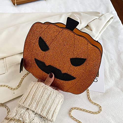 Halloween Pumpkin Crossbody Bags Women Devil Purse Fashion Trick or Treat Shoulder Handbag Girls Tote Candy Bag (Orange)