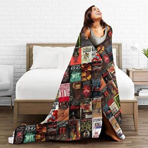 The Full Collection of Stephen King Books Throw Blanket 50"X40" Lightweight Cozy Bed Blankets for Soft Bedding,Couch,Chair,Sofa,Bed for Room Suitable All Season