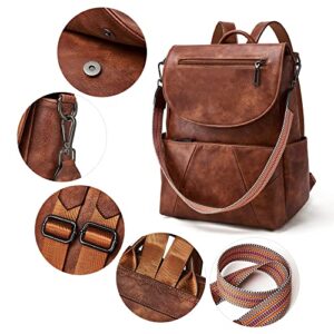 YIQUN Backpack Purse for Women Leather Backpack Purse Travel Backpack Fashion Convertible Shoulder Bags with Wristlets