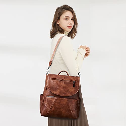 YIQUN Backpack Purse for Women Leather Backpack Purse Travel Backpack Fashion Convertible Shoulder Bags with Wristlets