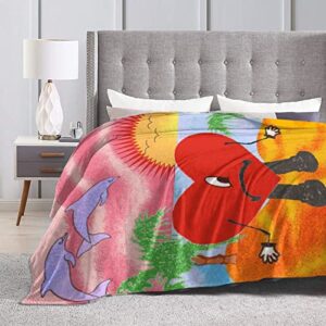 Bad Cute Bunny Blanket, Bed Throws Soft Plush Warm Sofa Bed Blanket All Season, Comfortable Lightweight Super Soft Luxury Flannel Blankets 50"X40"