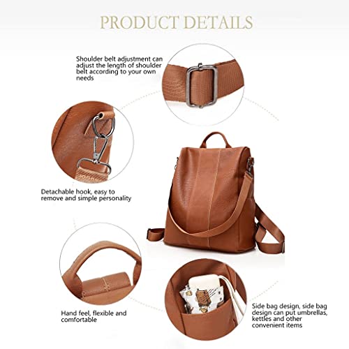 Fashion Leather Ladies' Anti-theft Backpack,Large-capacity Schoolbag Versatile Fashion Leisure Soft Leather