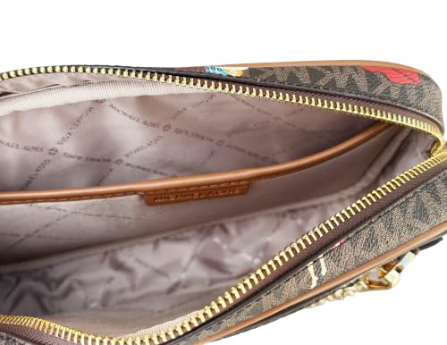 Michael Kors Jet Set East West Chain Crossbody MK Signature Multi Girls Print Milan Edition (Brown)