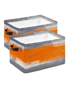 storage bins large storage basket,orange gray white collapsible storage bins with handle,abstract art painting storage baskets cube organizer for shelves closet nursery