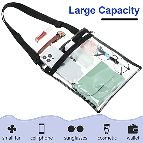 10 Pcs Clear Bag Stadium Approved Clear Crossbody Bag See Through Vinyl Transparent Crossbody Purse Clear Handbag with Inner Pocket and Adjustable Strap for Concerts Sports Events Festivals, 10 Color