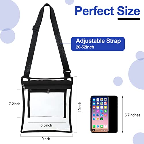 10 Pcs Clear Bag Stadium Approved Clear Crossbody Bag See Through Vinyl Transparent Crossbody Purse Clear Handbag with Inner Pocket and Adjustable Strap for Concerts Sports Events Festivals, 10 Color