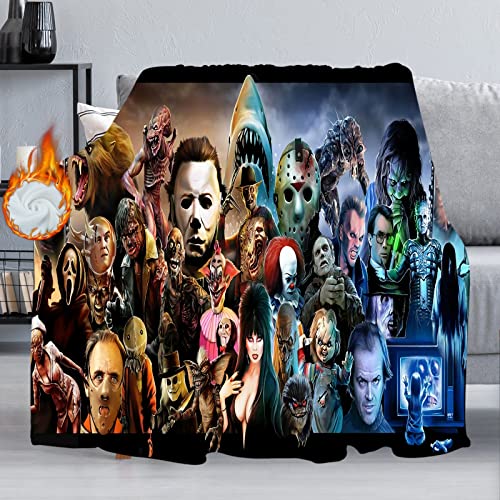 Halloween Horror Movie Watching Blanket Throws, Scary Movie Scream Ghostface Ultra-Soft Flannel Fleece Blankets for Bed Sofa Decor 50"x40"