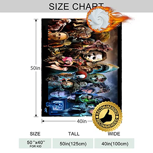 Halloween Horror Movie Watching Blanket Throws, Scary Movie Scream Ghostface Ultra-Soft Flannel Fleece Blankets for Bed Sofa Decor 50"x40"