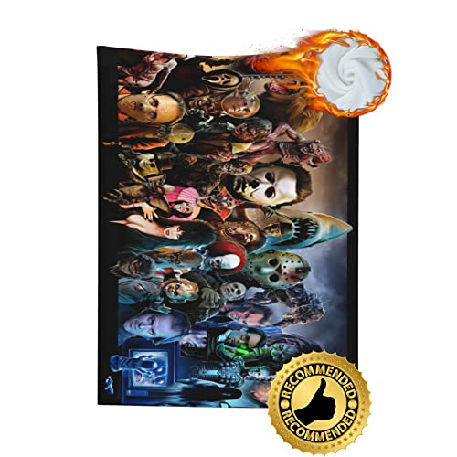 Halloween Horror Movie Watching Blanket Throws, Scary Movie Scream Ghostface Ultra-Soft Flannel Fleece Blankets for Bed Sofa Decor 50"x40"