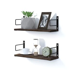 eifiwot floating shelves wall mounted set of 2, wall shelf storage for office, bathroom, living room, bedroom, kitchen, dark carbonized black shelves for wall decor