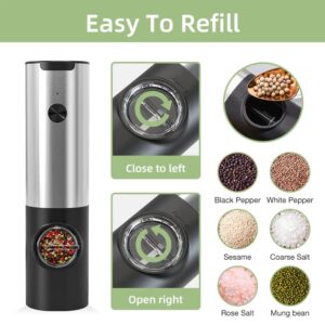 Electric Salt and Pepper Grinder Set, Rechargeable Powerful long Lasting Automatic Salt and Pepper Mill, Refillable Pepper Mill, Adjustable Coarseness, One Hand Operation By INKNA