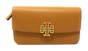 tory burch women’s britten leather chain wallet tiramisu